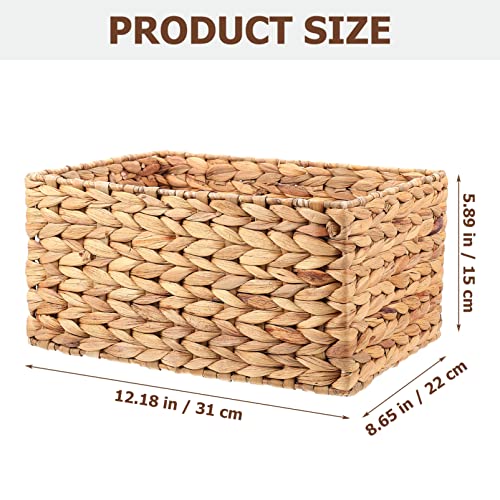 Baskets Wicker Water Hyacinth Storage Basket: Wicker Storage Bin Shelf Seagrass Rectangular Basket Woven Box Weave Organizer for Office Closet Blankets Clothes Wicker Wicker Baskets