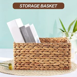 Baskets Wicker Water Hyacinth Storage Basket: Wicker Storage Bin Shelf Seagrass Rectangular Basket Woven Box Weave Organizer for Office Closet Blankets Clothes Wicker Wicker Baskets