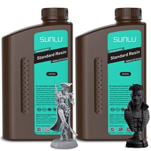 sunlu 3d printer resin 2kg grey & sunlu 3d printer resin 2kg black,2000g standard photopolymer 405nm uv curing resin for 4k/8k lcd/dlp/sla resin 3d printer