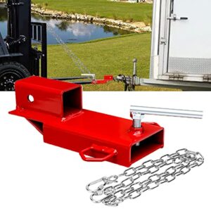 forklift hitch receiver, forklift trailer hitch attachment 2" receiver trailer towing adapter with chain, red, 1 pack