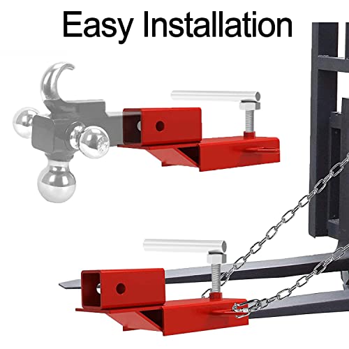 Forklift Hitch Receiver, Forklift Trailer Hitch Attachment 2" Receiver Trailer Towing Adapter with Chain, Red, 1 Pack