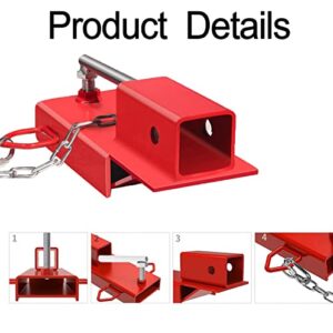 Forklift Hitch Receiver, Forklift Trailer Hitch Attachment 2" Receiver Trailer Towing Adapter with Chain, Red, 1 Pack