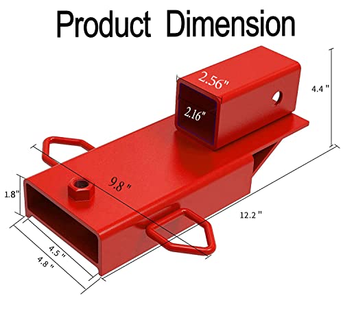 Forklift Hitch Receiver, Forklift Trailer Hitch Attachment 2" Receiver Trailer Towing Adapter with Chain, Red, 1 Pack