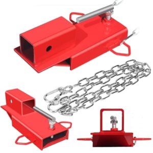 Forklift Hitch Receiver, Forklift Trailer Hitch Attachment 2" Receiver Trailer Towing Adapter with Chain, Red, 1 Pack