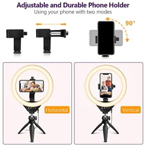 Eicaus Desktop 10'' Selfie Ring Light with Tripod Stand and Cell Phone Holder, Dimmable LED Circle for Computer/Zoom Call/Live Streaming/Makeup/YouTube/TIK Tok, Compatible Most Phones