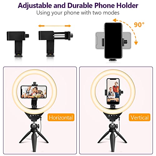 Eicaus Desktop 10'' Selfie Ring Light with Tripod Stand and Cell Phone Holder, Dimmable LED Circle for Computer/Zoom Call/Live Streaming/Makeup/YouTube/TIK Tok, Compatible Most Phones