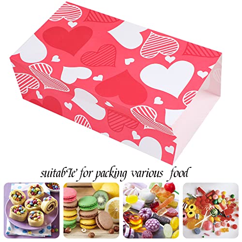 CCINEE 30pcs Valentine's Day Gift Bag Craft Paper Treat Bags Valentines Goodie Candy Bags with 30pcs Stickers for Kids Party Favor Supplies