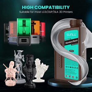 SUNLU 3D Printer Resin 2KG Clear & SUNLU 3D Printer Resin 2KG Clear Red,2000g Standard Photopolymer 405nm UV Curing Resin for 4K/8K LCD/DLP/SLA Resin 3D Printer