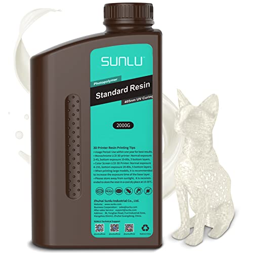 SUNLU 3D Printer Resin 2KG Clear & SUNLU 3D Printer Resin 2KG Clear Red,2000g Standard Photopolymer 405nm UV Curing Resin for 4K/8K LCD/DLP/SLA Resin 3D Printer