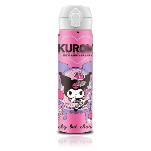 G-Ahora Anime Kitty Water Bottle,Kawaii Anime Water Bottle Cup,Reusable Water Bottle for Girls 500ml (kur&mel)