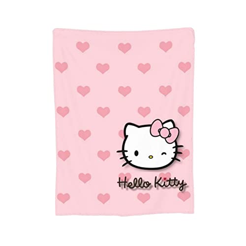 ISUNIET Lightweight Throw Blanket Ultra Soft Velvet Bed Blankets Quilt Durable Home Decor Sofa Carpet 50''x40'' Cartoon Pink Kitty Cat (80)