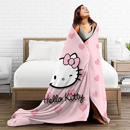 ISUNIET Lightweight Throw Blanket Ultra Soft Velvet Bed Blankets Quilt Durable Home Decor Sofa Carpet 50''x40'' Cartoon Pink Kitty Cat (80)