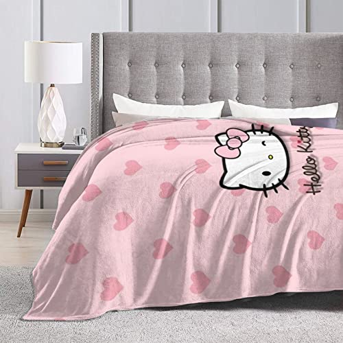 ISUNIET Lightweight Throw Blanket Ultra Soft Velvet Bed Blankets Quilt Durable Home Decor Sofa Carpet 50''x40'' Cartoon Pink Kitty Cat (80)