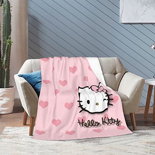 ISUNIET Lightweight Throw Blanket Ultra Soft Velvet Bed Blankets Quilt Durable Home Decor Sofa Carpet 50''x40'' Cartoon Pink Kitty Cat (80)