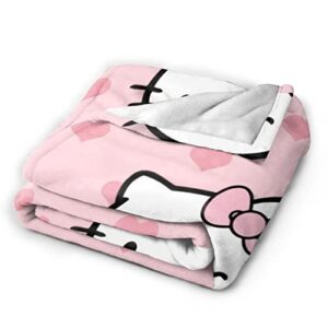 ISUNIET Lightweight Throw Blanket Ultra Soft Velvet Bed Blankets Quilt Durable Home Decor Sofa Carpet 50''x40'' Cartoon Pink Kitty Cat (80)