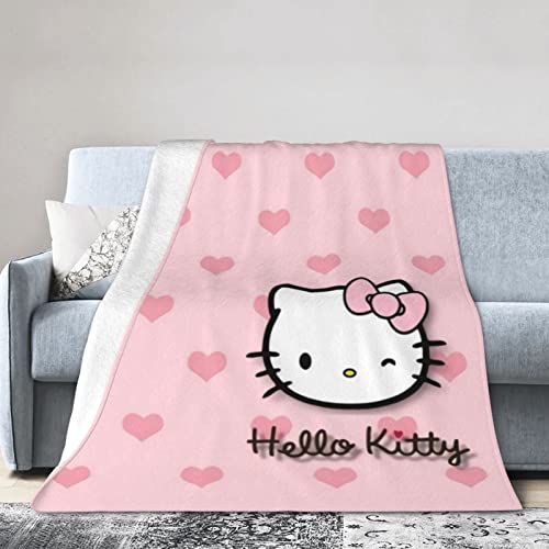 ISUNIET Lightweight Throw Blanket Ultra Soft Velvet Bed Blankets Quilt Durable Home Decor Sofa Carpet 50''x40'' Cartoon Pink Kitty Cat (80)