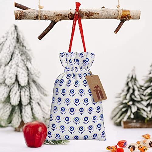 Drawstrings Christmas Gift Bags Turkish-Protact-Evil-Eye Presents Wrapping Bags Xmas Gift Wrapping Sacks Pouches Medium