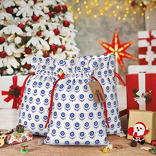 Drawstrings Christmas Gift Bags Turkish-Protact-Evil-Eye Presents Wrapping Bags Xmas Gift Wrapping Sacks Pouches Medium