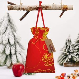 Drawstrings Christmas Gift Bags Dragon-Gold-Japan-China Presents Wrapping Bags Xmas Gift Wrapping Sacks Pouches Medium