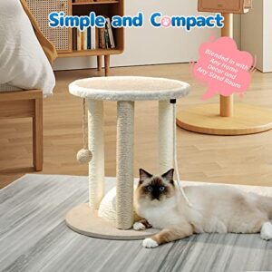 Made4Pets Cat Scratching Posts for Indoor Cats, Small Kitten Scratcher Toy with Dangling Ball, Sisal Ropes Nail File Scratch Pole, Cute Cat Tree with Top Perch Lounger for Kitty