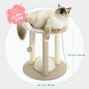 Made4Pets Cat Scratching Posts for Indoor Cats, Small Kitten Scratcher Toy with Dangling Ball, Sisal Ropes Nail File Scratch Pole, Cute Cat Tree with Top Perch Lounger for Kitty