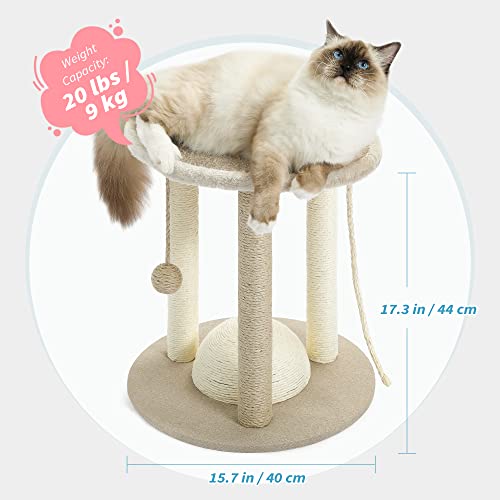 Made4Pets Cat Scratching Posts for Indoor Cats, Small Kitten Scratcher Toy with Dangling Ball, Sisal Ropes Nail File Scratch Pole, Cute Cat Tree with Top Perch Lounger for Kitty