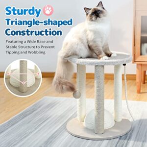 Made4Pets Cat Scratching Posts for Indoor Cats, Small Kitten Scratcher Toy with Dangling Ball, Sisal Ropes Nail File Scratch Pole, Cute Cat Tree with Top Perch Lounger for Kitty