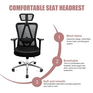 LIOOBO Office Chair Headrest Attachment: Chair Head Rest Cushion, Adjustable Head Neck Support Pillow, Black Universal Headrest, Clamp Support Neck Rest for Chair 1Pc