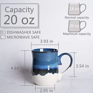 Bosmarlin Large Ceramic Coffee Mug, 20 Oz, Big Tea Cup for Office and Home, Dishwasher and Microwave Safe(20 Oz, Deep Blue)