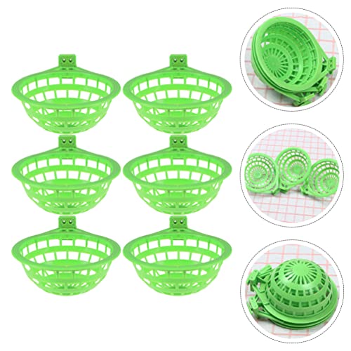 6pcs Plastic Canary Nest-Bird Nest Plastic Hollow Hanging Cage Eggs Hatching Tool Pan Finch Parrot Canary Pigeon Nest Bowl Green