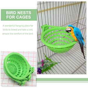 6pcs Plastic Canary Nest-Bird Nest Plastic Hollow Hanging Cage Eggs Hatching Tool Pan Finch Parrot Canary Pigeon Nest Bowl Green