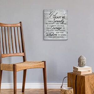 Creoate Serenity Prayer Canvas Wall Art, God Grant Me the Serenity Inspirational Wall Art Farmhouse Wall Decor for Bedroom Scripture Pray Room,Grey, Ready to Hang