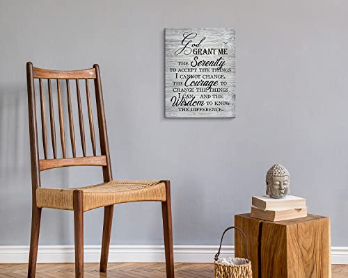 Creoate Serenity Prayer Canvas Wall Art, God Grant Me the Serenity Inspirational Wall Art Farmhouse Wall Decor for Bedroom Scripture Pray Room,Grey, Ready to Hang