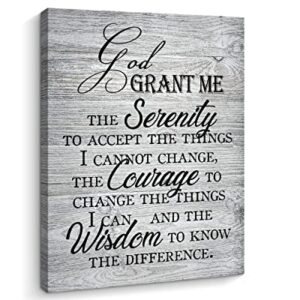 Creoate Serenity Prayer Canvas Wall Art, God Grant Me the Serenity Inspirational Wall Art Farmhouse Wall Decor for Bedroom Scripture Pray Room,Grey, Ready to Hang