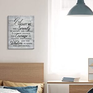 Creoate Serenity Prayer Canvas Wall Art, God Grant Me the Serenity Inspirational Wall Art Farmhouse Wall Decor for Bedroom Scripture Pray Room,Grey, Ready to Hang