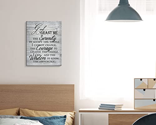 Creoate Serenity Prayer Canvas Wall Art, God Grant Me the Serenity Inspirational Wall Art Farmhouse Wall Decor for Bedroom Scripture Pray Room,Grey, Ready to Hang