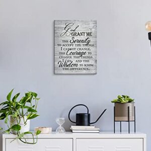 Creoate Serenity Prayer Canvas Wall Art, God Grant Me the Serenity Inspirational Wall Art Farmhouse Wall Decor for Bedroom Scripture Pray Room,Grey, Ready to Hang