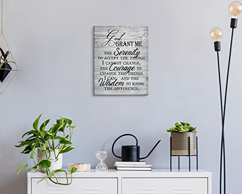 Creoate Serenity Prayer Canvas Wall Art, God Grant Me the Serenity Inspirational Wall Art Farmhouse Wall Decor for Bedroom Scripture Pray Room,Grey, Ready to Hang