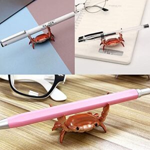 Glasses Frames Penholder Japanese Creative Pen Holder Cute Crab Weightlifting Crabs Penholder Bracket Storage Rack Gift Stationery (Orange)