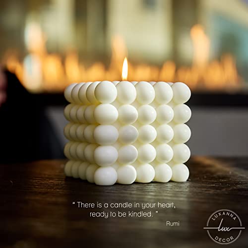 LUXANNA Large Decorative Scented Bubble Candle (White) - Handmade Aesthetic Candle for Home Decor - Minimalist & Cute Soy Wax Scented Candles Ideal Gift for Mother's Day, Birthday, Wedding, etc.