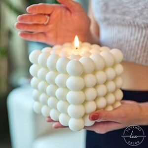 LUXANNA Large Decorative Scented Bubble Candle (White) - Handmade Aesthetic Candle for Home Decor - Minimalist & Cute Soy Wax Scented Candles Ideal Gift for Mother's Day, Birthday, Wedding, etc.