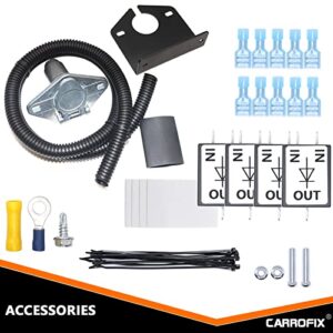 CARROFIX Universal 7 Pin to 6 Pin Wire RV Towed Vehicle Wiring Kit 8FT Coiled Cord Cable Trailer Harness Wiring Connector