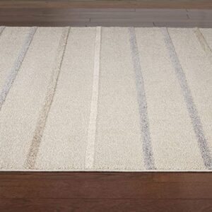 Lillian Lillian August Crescent Aris Modern Striped Area Rug, Beige/Grey/Blue, 5'2"x7'2"