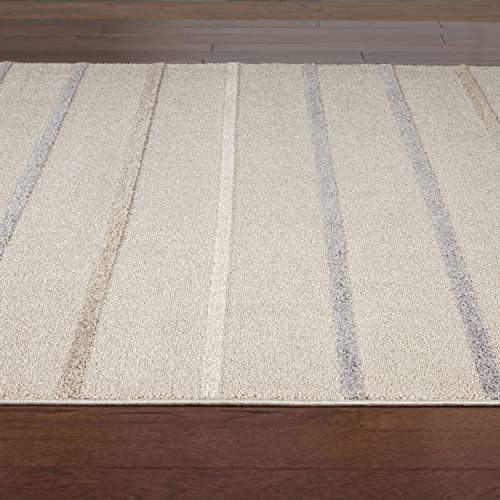 Lillian Lillian August Crescent Aris Modern Striped Area Rug, Beige/Grey/Blue, 5'2"x7'2"