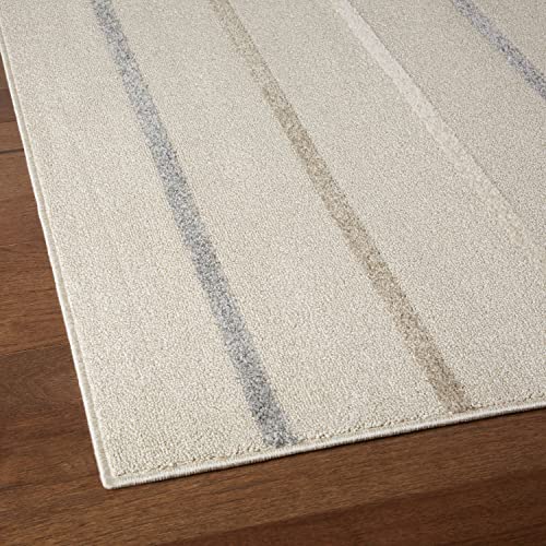 Lillian Lillian August Crescent Aris Modern Striped Area Rug, Beige/Grey/Blue, 5'2"x7'2"