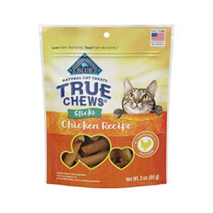 blue buffalo true chews sticks natural cat treats, chicken 3 oz bag