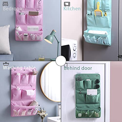 HSLFUAI Hanging Organizer with Pockets for Bathroom, Behind Door, Bedroom, Washing Table, Hanging Organizer, Door Organizer with 3 Sticky Wall Hooks (2Layer, Grey)