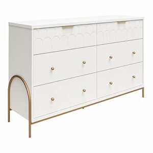 cosmoliving by cosmopolitan anastasia dresser, 6 drawer, white