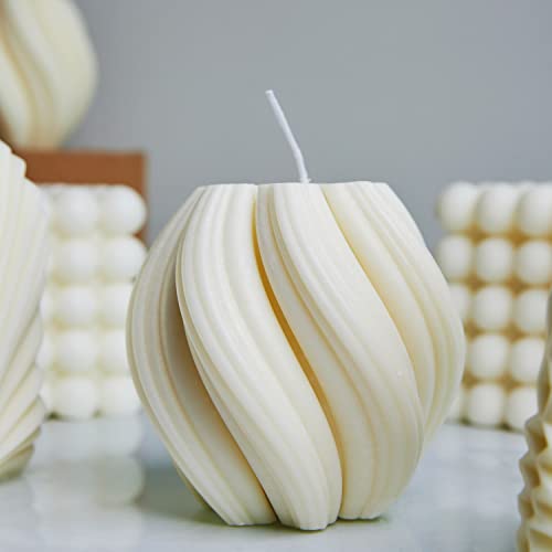 LUXANNA Large Decorative Scented Spiral Twirl Candle (White) - Handmade Aesthetic Candle for Home Decor - Minimalist Soy Wax Scented Candles Ideal Gift for Mother's Day, Birthday, Wedding, etc.