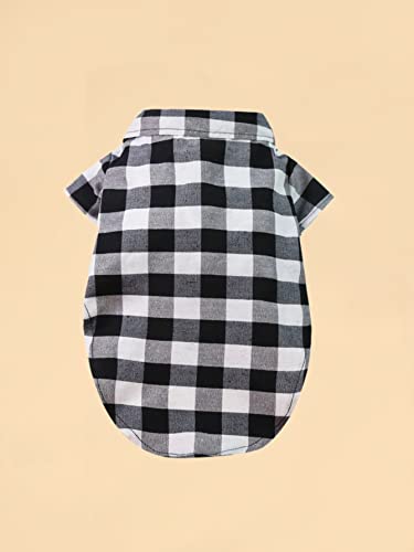 Milumia Pet Outfits Plaid Dog Shirt for Small Medium Dogs Bow Button Up Shirts Cat Clothes Black and White Small